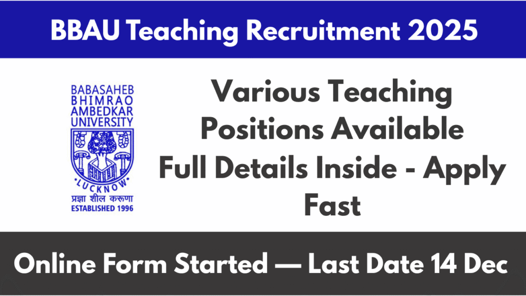 BBAU Teaching Recruitment 2025 – Announces 37 Teaching Naukri ...