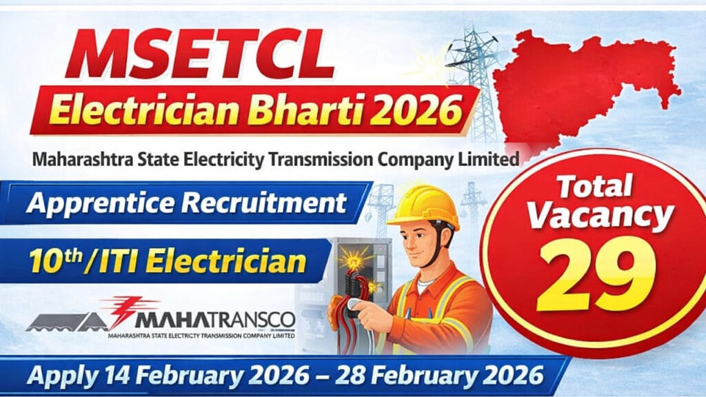 MSETCL Electrician Bharti 2026 – Apply Online for 29 Posts